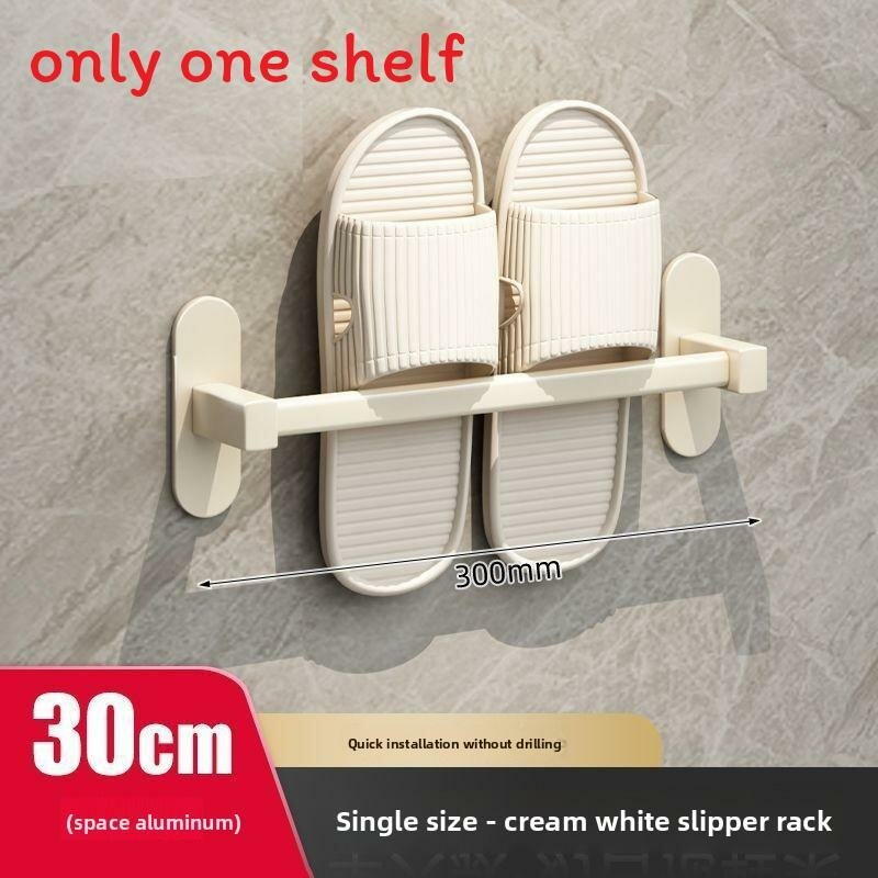 Space aluminum bathroom shoe rack with wall mount and water drainage for home storage, white 30cm