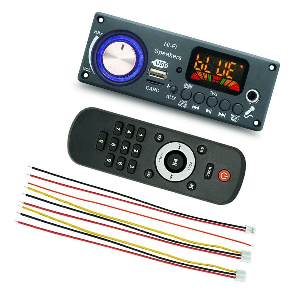 Плата декодирования 12V с микрофоном, USB, TF, MP3, Bluetooth-усилитель