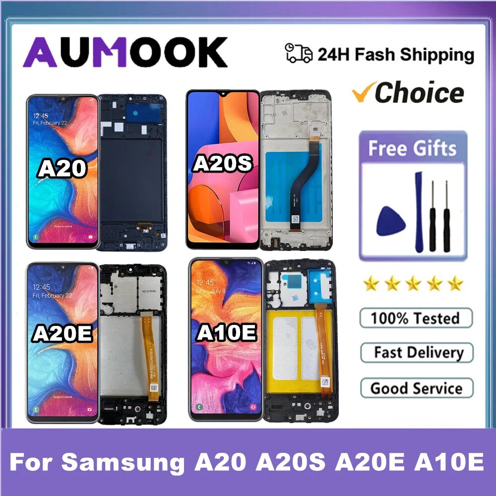 ЖК-дисплей для Samsung A20 A20S A20E A10E ЖК-дисплей с сенсорным преобразователем в A20 With Frame
