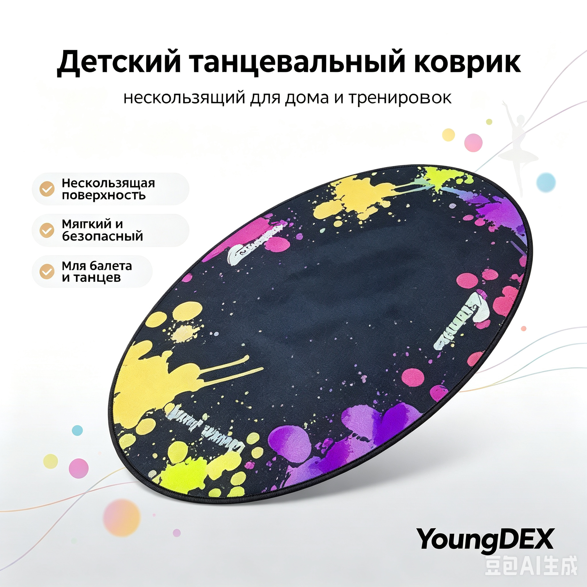 Коврики для йоги JunTeng, овальные, нескользящие, звукоизоляционные, амортизирующие, 90x120/90х140см