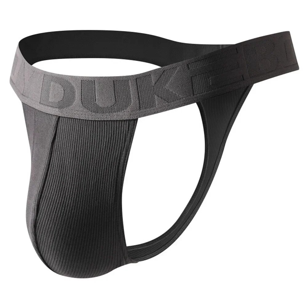 Черные мужские стринги Duke в рубчик, XL
