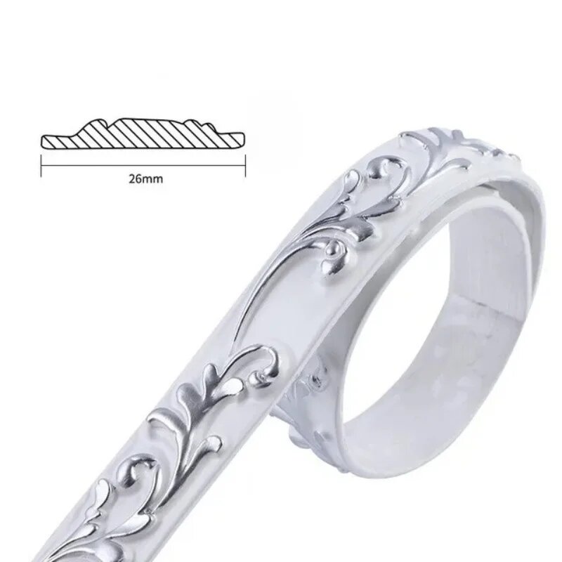 ПВХ наклейка для стен декоративная мягкая линейка Серебряный, White drawn silver