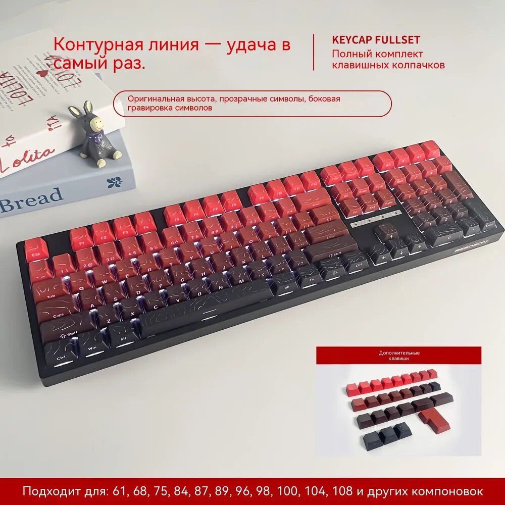 Механическая крышка клавиатуры PBT, 133 клавиши, двухцветный процесс литья под давлением, градиентный цвет PBT