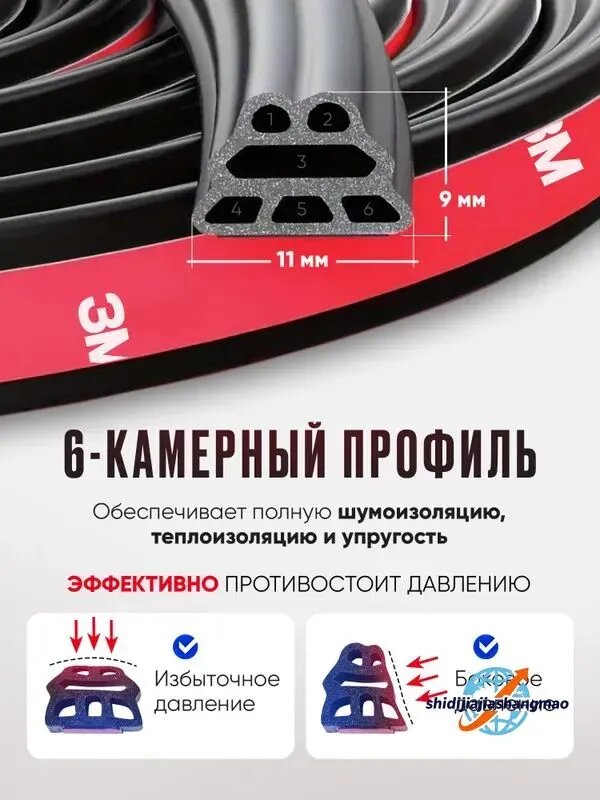 Уплотнитель самоклеящийся для двери бытовой универсальный 10 м. для дверей и окон — фото 1