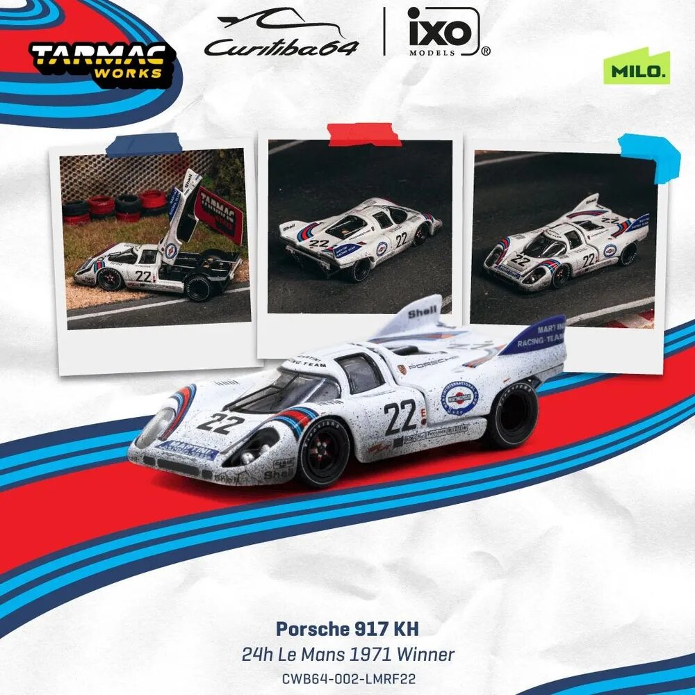 Масштабная модель автомобиля 1/64 Tarmac works #Porsche 917 KH Test Car #22 Alloy Car Model Collection Gift