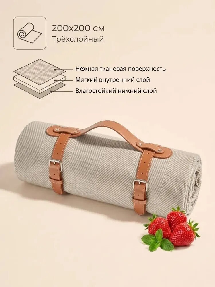 Плед непромокаемый , 200 см х 200 см, Водонепроницаемый дорожный коврик, специально разработанный для 4–6 человек