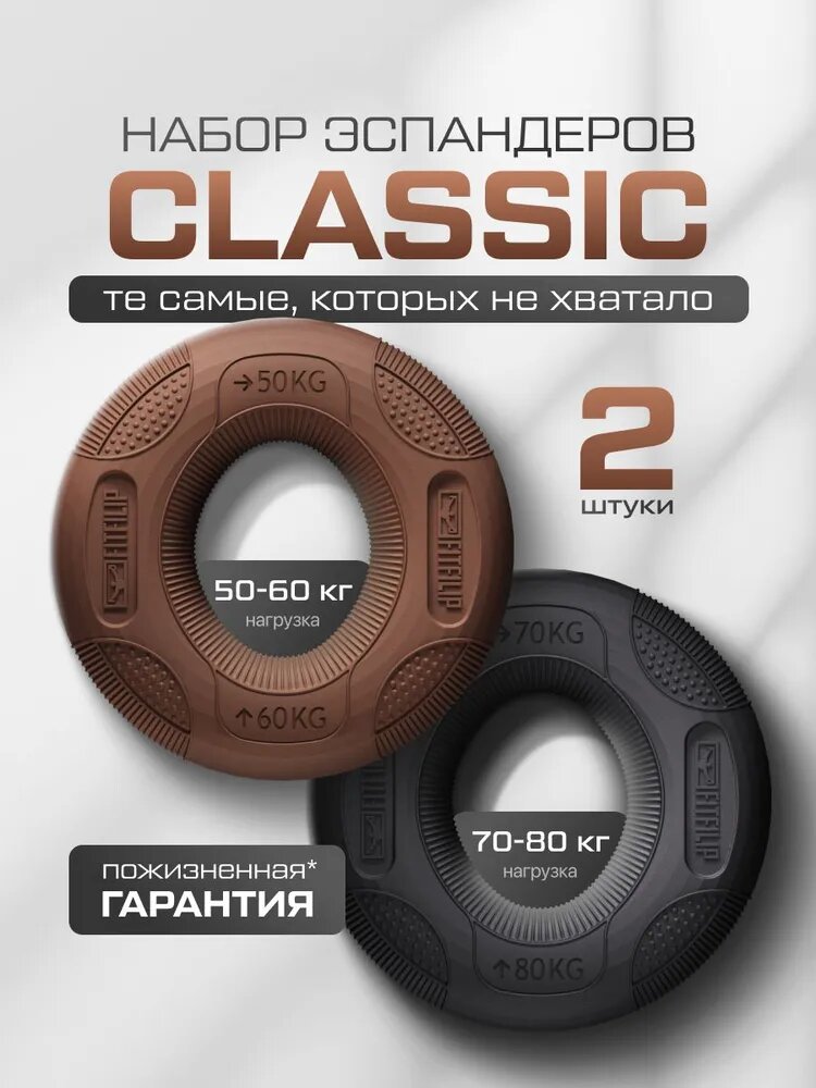 Набор кистевых эспандеров Classic, 50-80кг (2 шт)