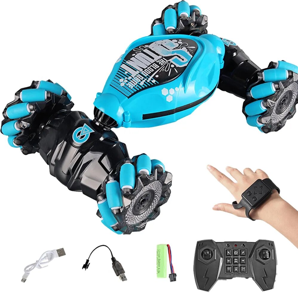 4WD RC Автомобиль с управлением жестами и музыкой, 360 перевороты, вращение с обеих сторон, USB перезаряжаемое дистанционное управление для детей