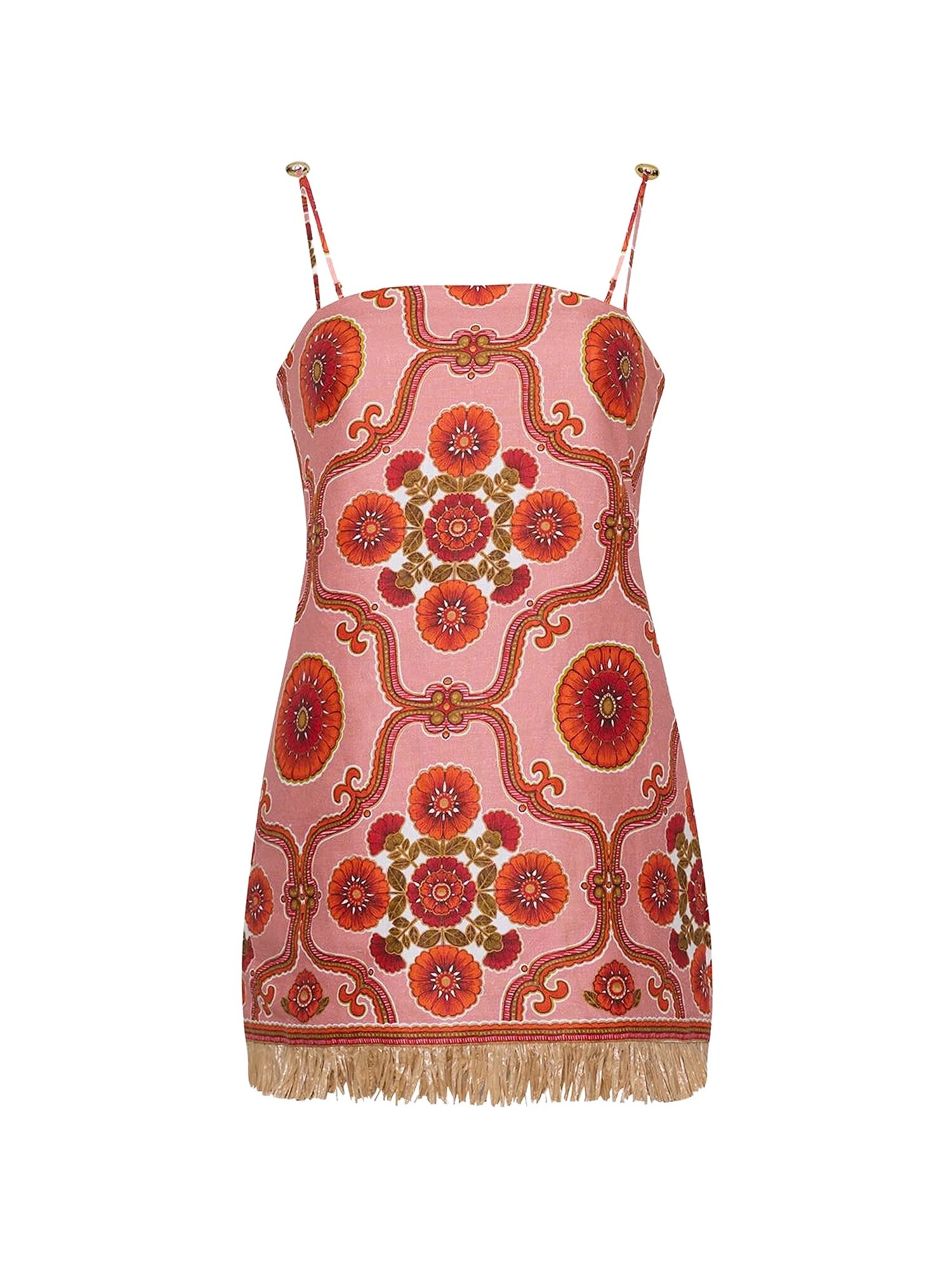 Платье Valencia floral-print fringed mini dress