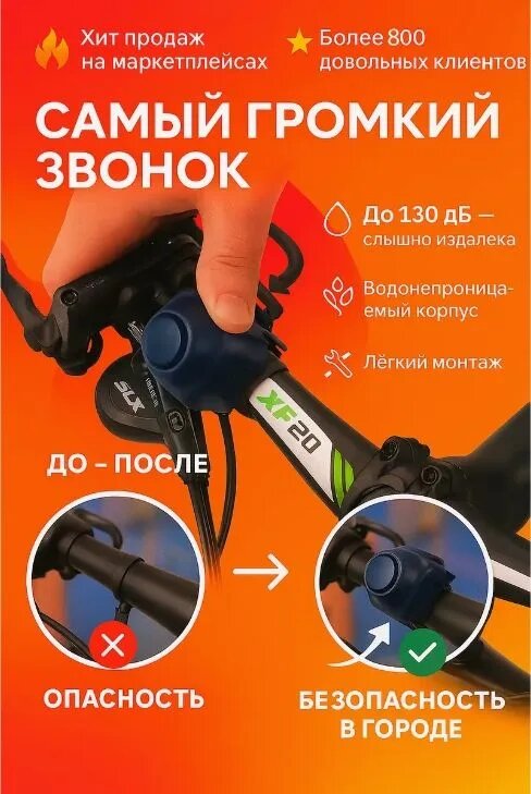 Звонок для велосипеда электронный сигнал беговел мигалка