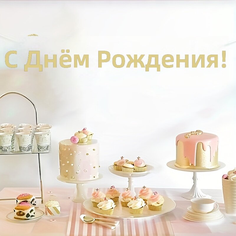 1 шт. Золотой праздничный баннер "С днем рождения" для декора вечеринки