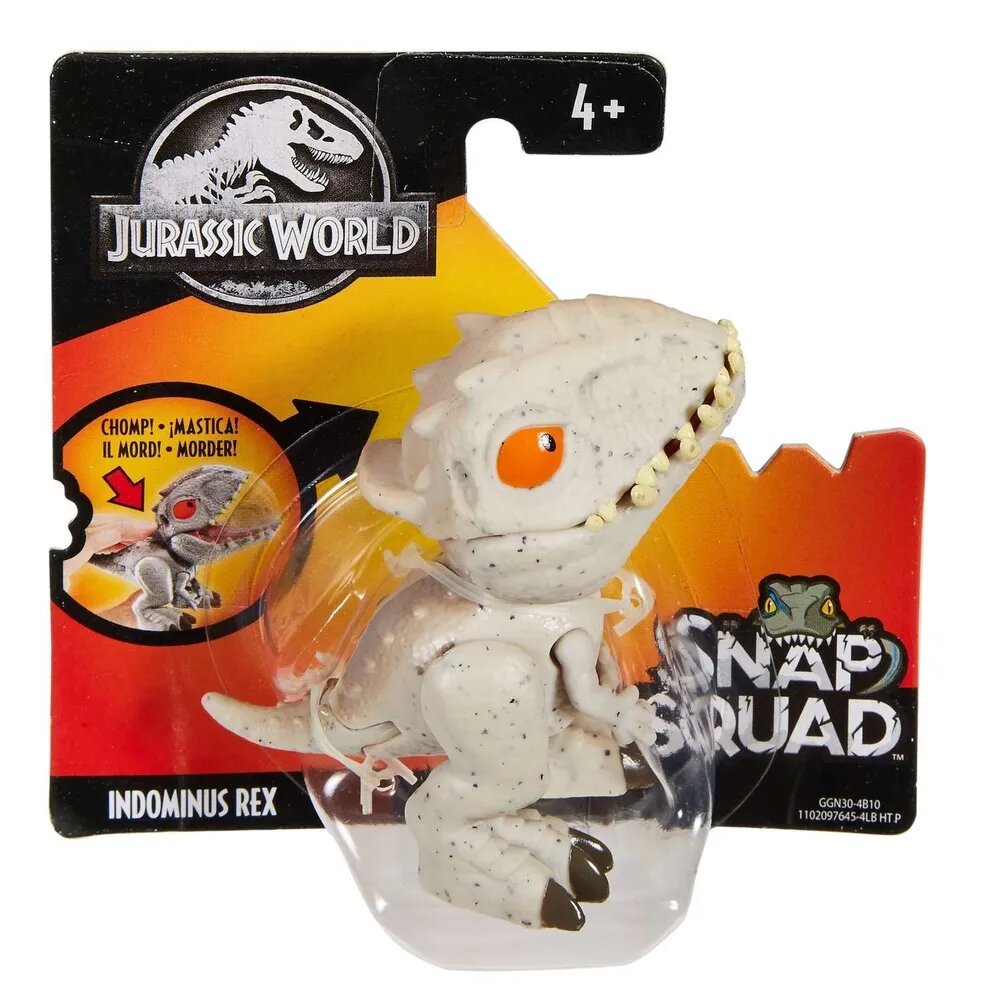 Mattel Jurassic World Фигурка динозавра Indominus Rex Snap Squad, 8 см