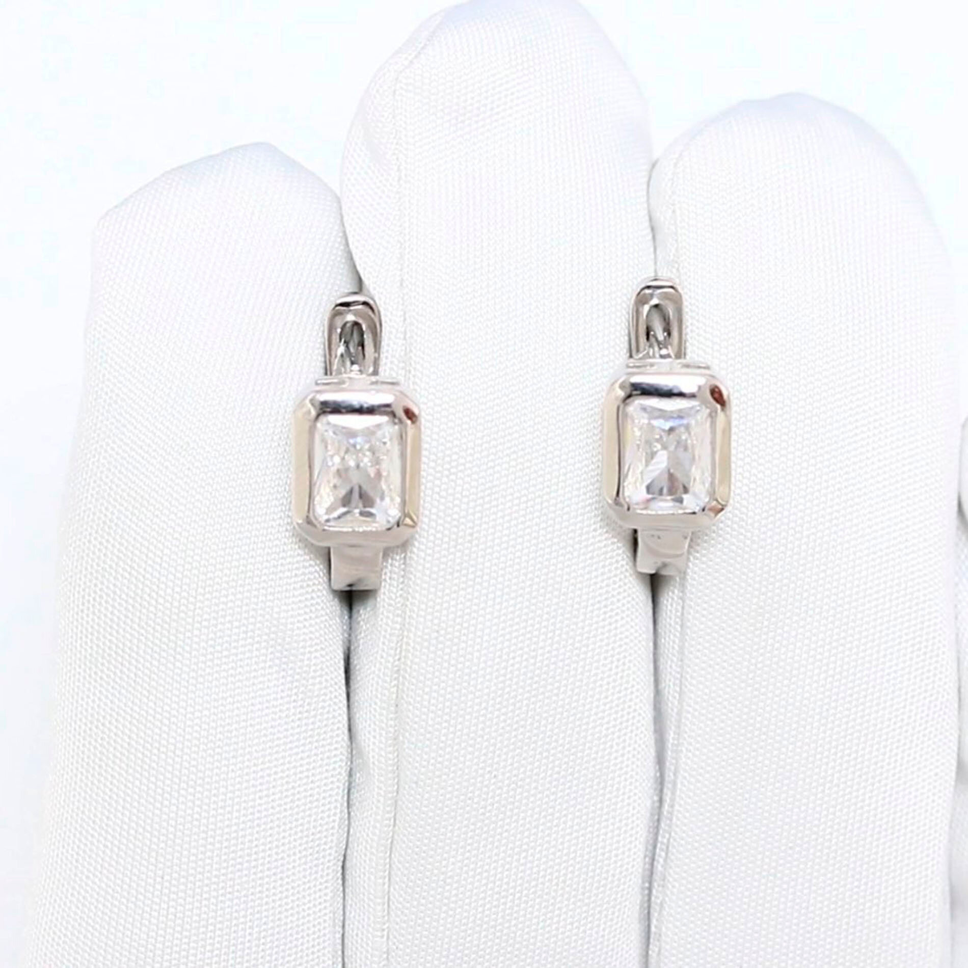 Серьги Diamant online, серебро, 925 проба, родирование, фианит, длина 1.4 см, , прозрачный