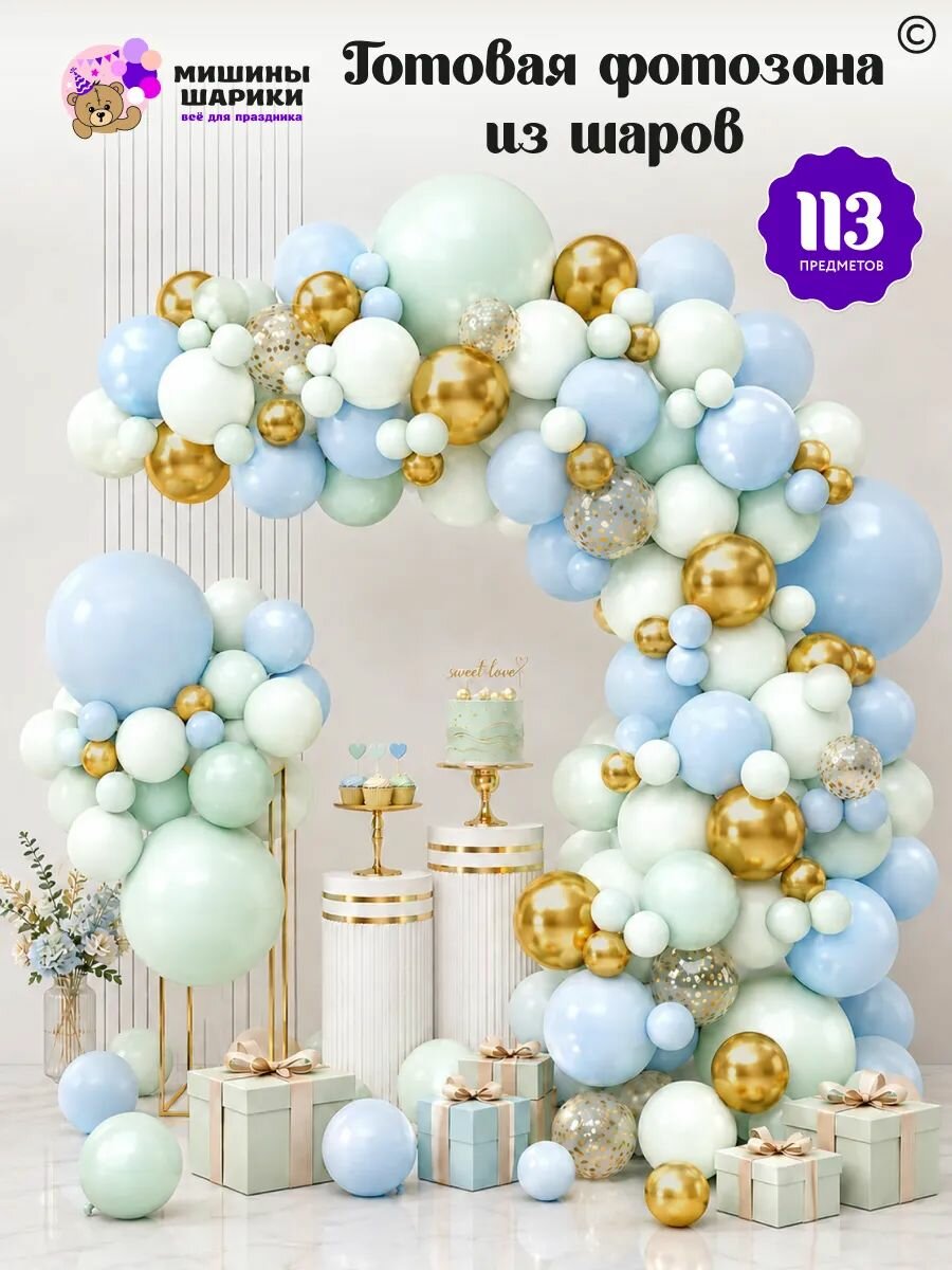 Воздушные шары набор фотозона happy birthday, 113 предметов