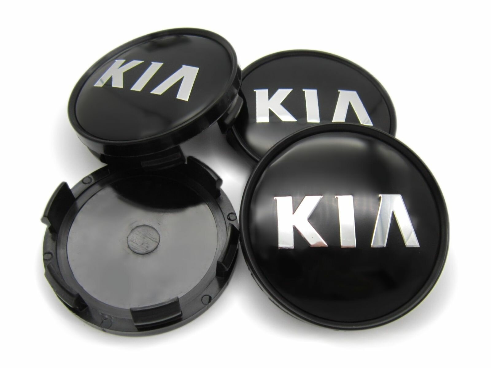 Колпачки заглушки на литые диски Kia black модель 2 59/56/10 мм, комплект 4 шт.