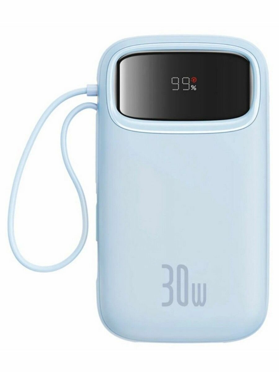 Повербанк 20000mah Baseus QPow 2, 30W, с кабелем Type-C, голубой