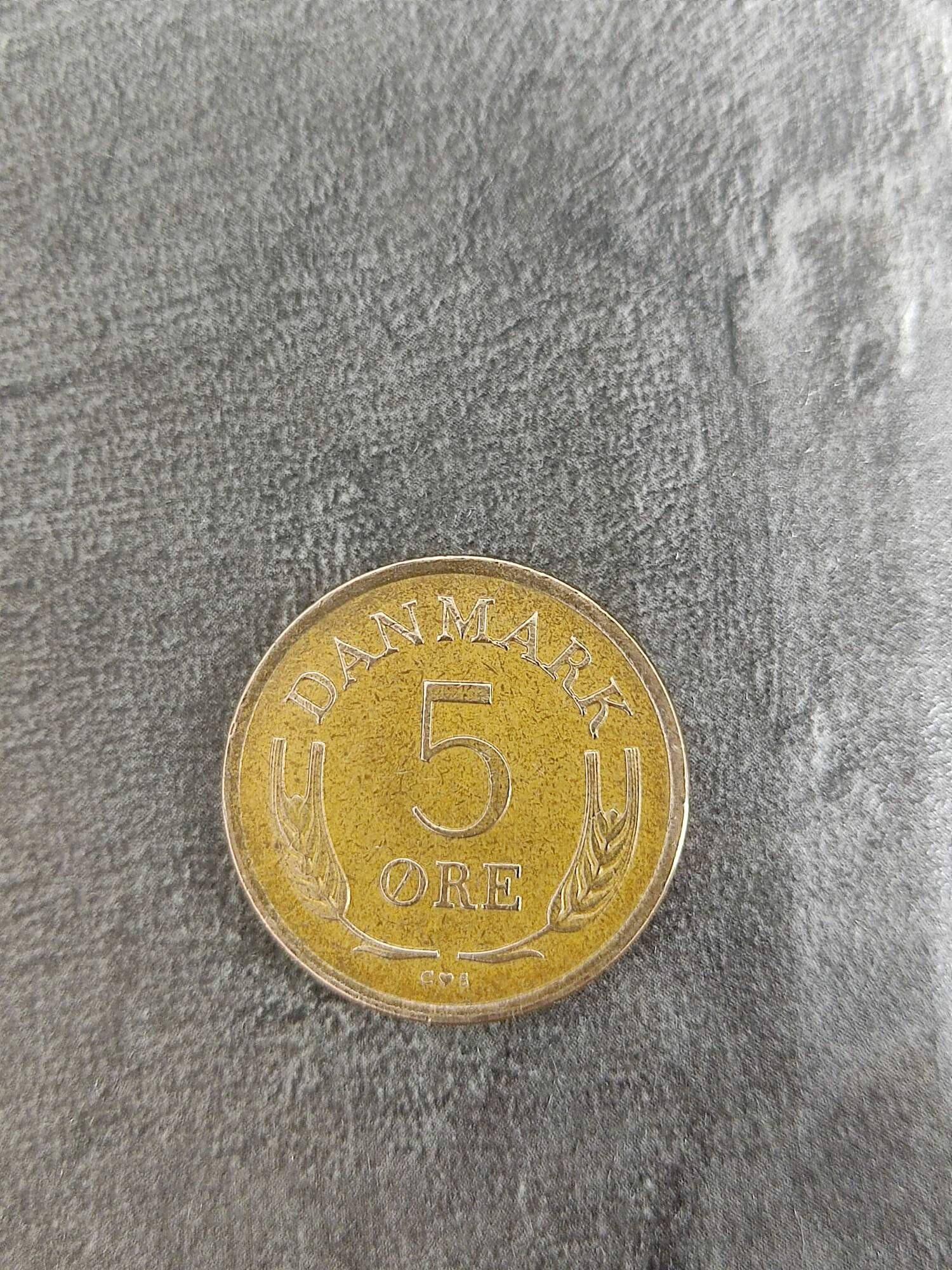 Оригинальная коллекционная монета 5 эре Королевства Дания. 1964 год