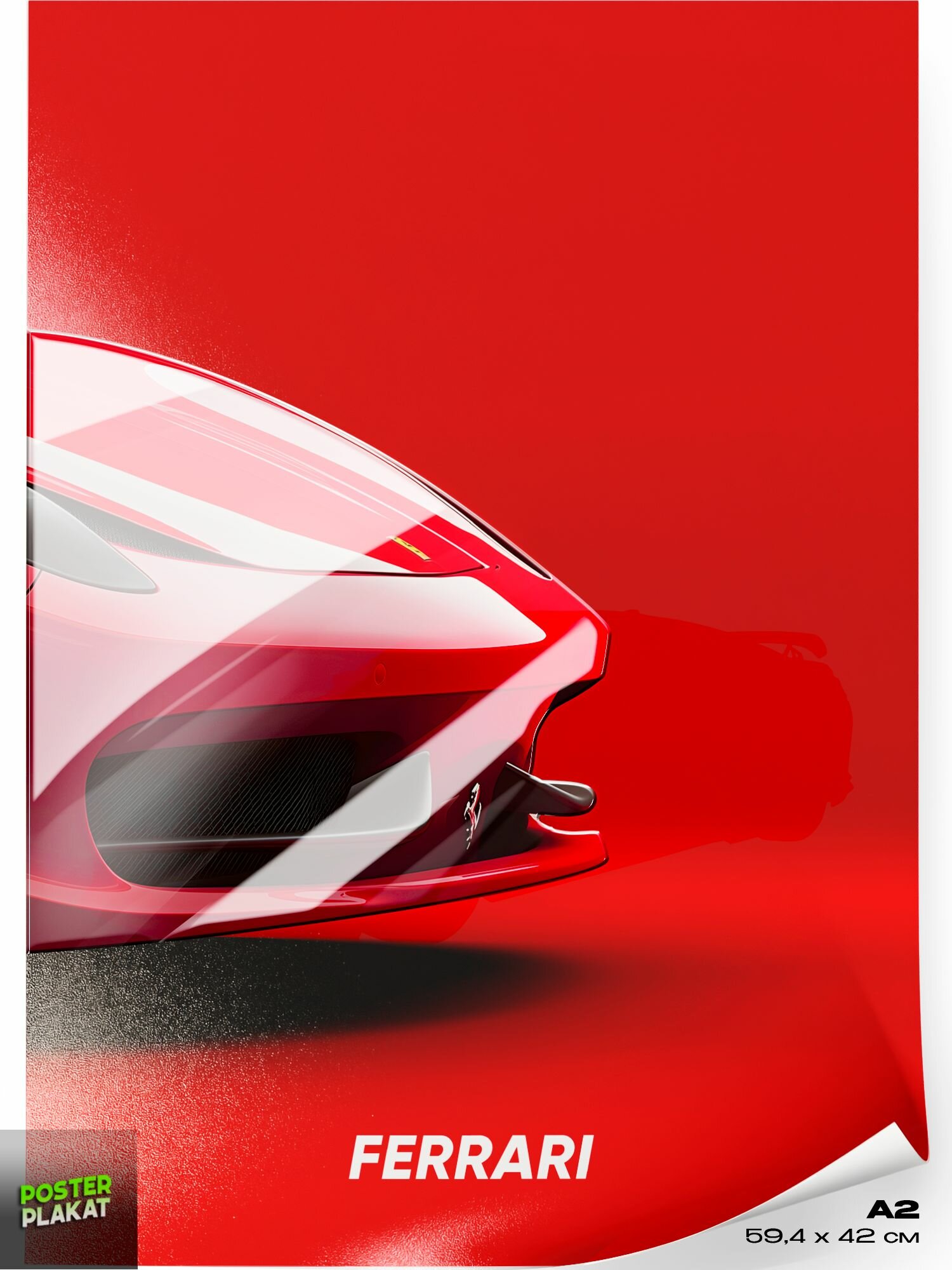 Постер на стену с машинами, Ferrari, авто Феррари, для интерьера, А2 (60 х 42 см), Постер Плакат