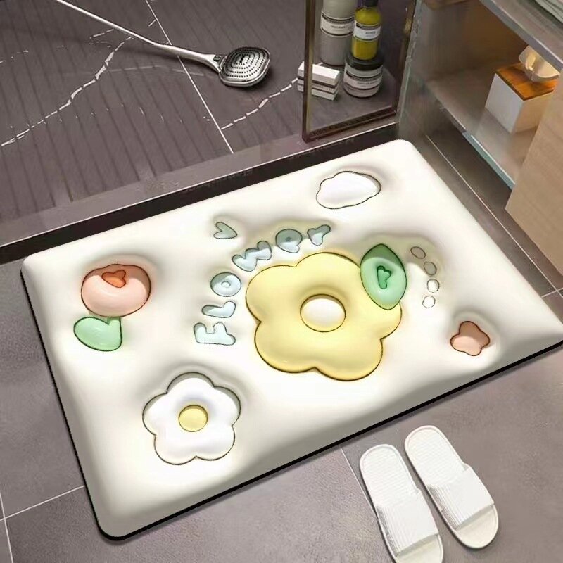 3D цветочный резиновый коврик для ванной, анти-скользящий, 40x60 см, подходит для входа в туалет