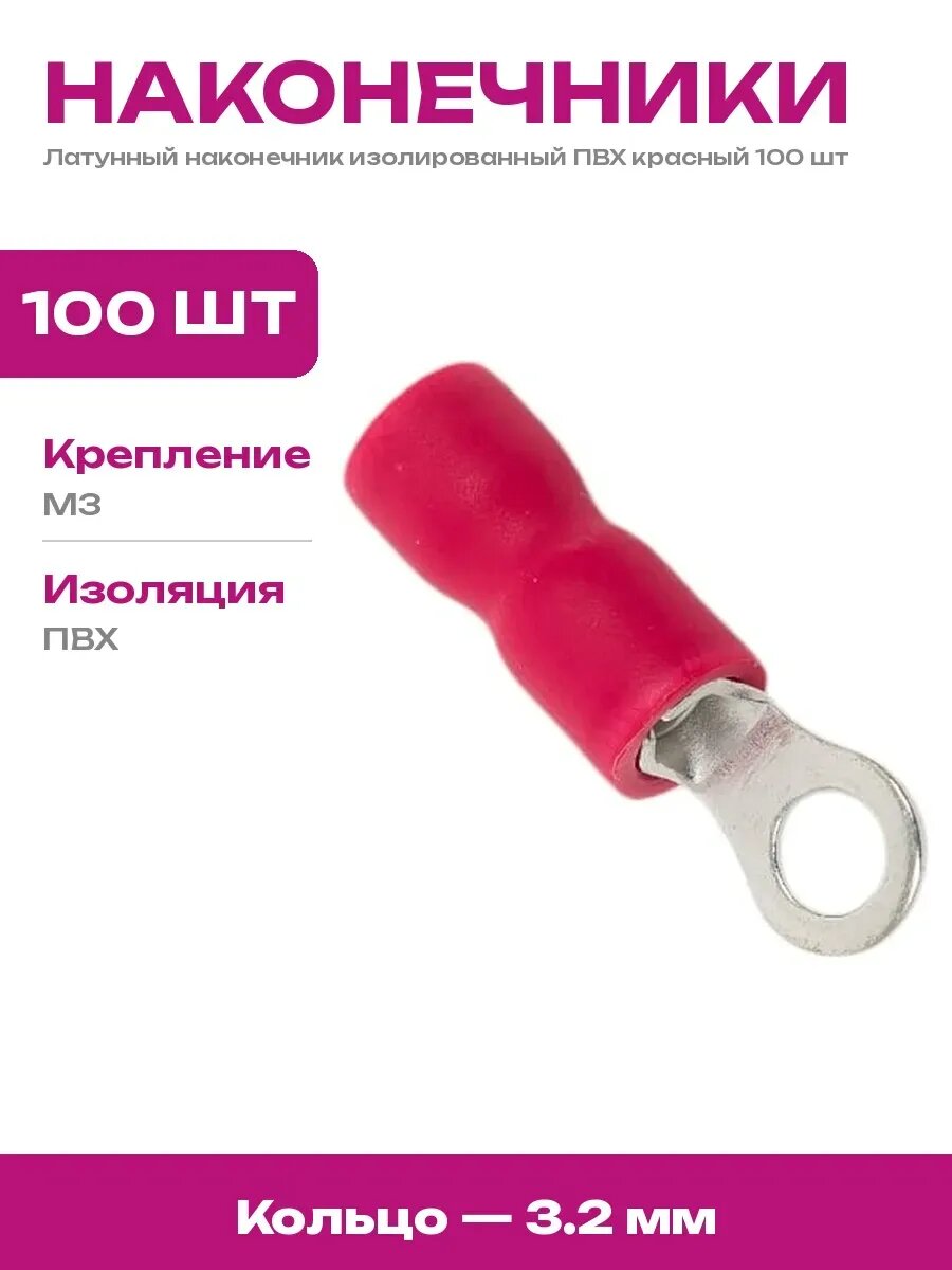 Наконечник кабельный НКИ кольцевой изолированный латунный