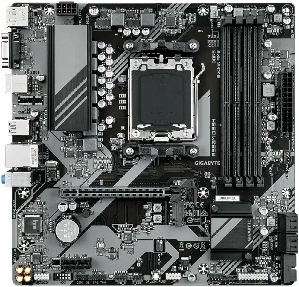 Материнская плата AM5 Gigabyte A620M DS3H (mATX, 4xDDR5)