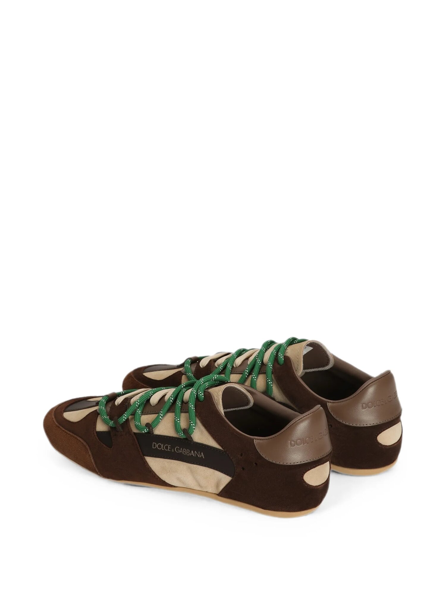 Кроссовки DOLCE & GABBANA Ginnica Soft sneakers in split, размер 44 EU, коричневый/серый/оранжевый — фото 1