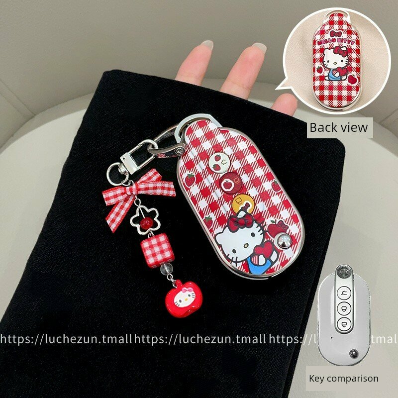 Ключница Hello Kitty для Wuling Hongguang Miniev 2025 модель с бабочкой-блоком котика, розовый