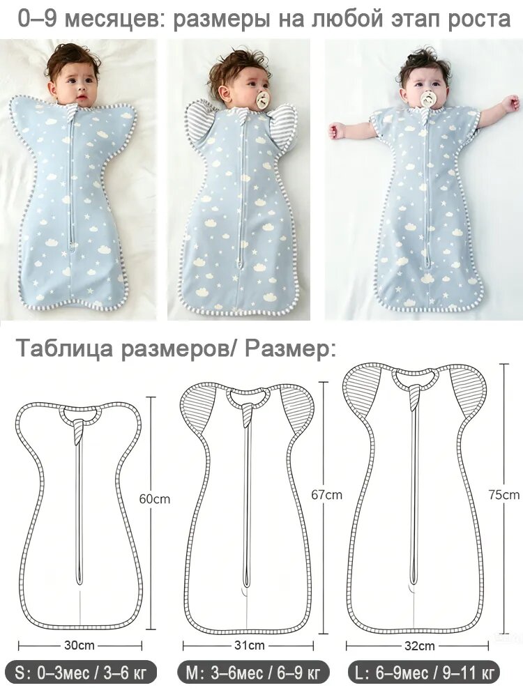Пеленка-кокон для новорожденных бледно-синего цвета, мягкая пеленка-кокон для сна и пеленания — фото 1