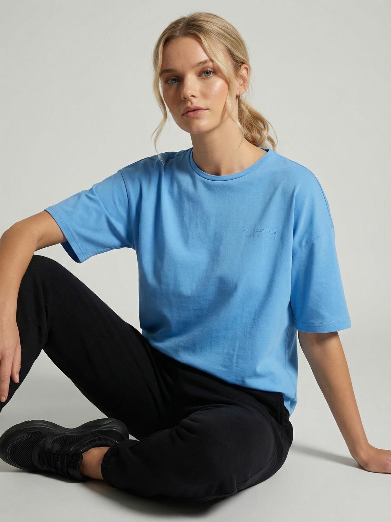 Футболка JUST CLOTHES, размер L, голубой