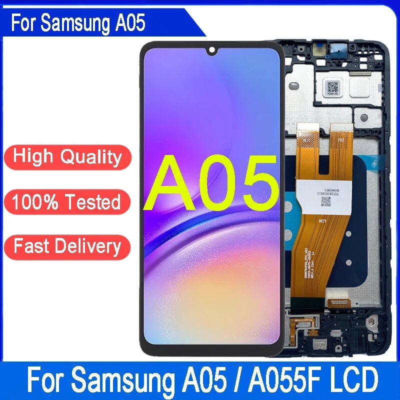 Для Samsung Galaxy A05 ЖК-дисплей с цифровым преобразователем сенсорного экрана в Black With Frame