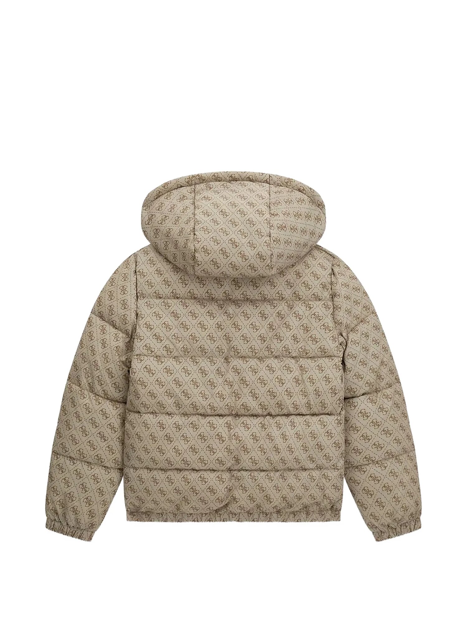 Куртка GUESS Logo-print hooded jacket, размер 18 лет, бежевый цветы мелкие — фото 1