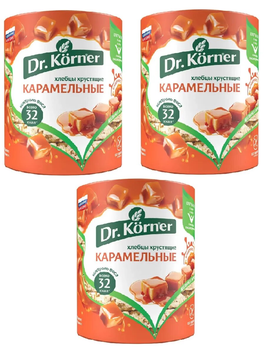 Dr.Korner Хлебцы Кукурузно-рисовые карамель, 100г, 3 уп