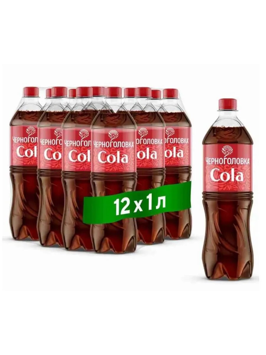 Черноголовка Лимонад кола газированный, 12 шт по 1 л