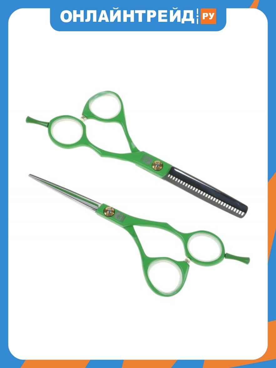 Набор Dewal Professional DEWAL SET-MC-G из двух парикмахерских ножниц 5.5" зеленого цвета, в чехле
