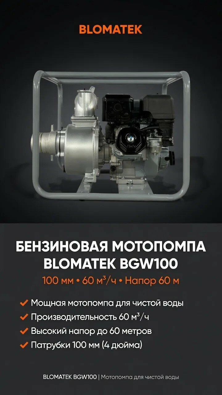 Мотопомпа бензиновая BLOMATEK BWG100