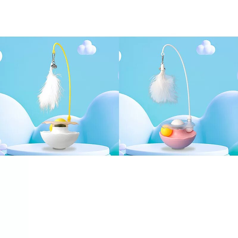 Розовый цветочный и белый слоновая кость комплект игрушек для кошек с палкой для игр, кошачьим мятным шариком и