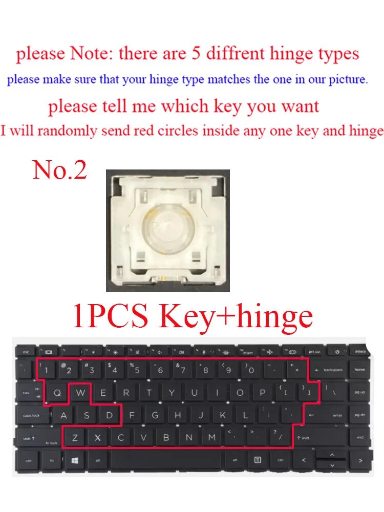 Петли для клавиатуры SNQP белые для HP ProBook 645 640 G8 440 445 G8 G9 G10, No.2 1 Key and hinge