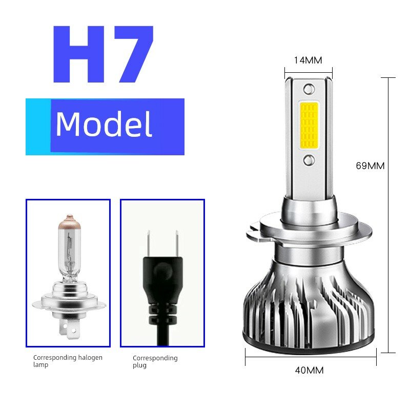 Светодиодная лампа для фар автомобиля H7, одиночная замена для стандартных автомобилей, ярко-белый свет, качество ОЭМ