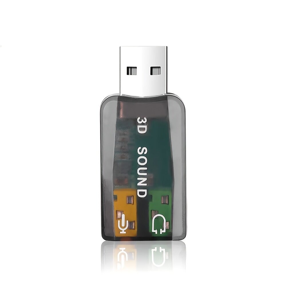 Внешняя звуковая карта USB 5.1 7.1, проводной аудиоадаптер для стриминга, чёрный