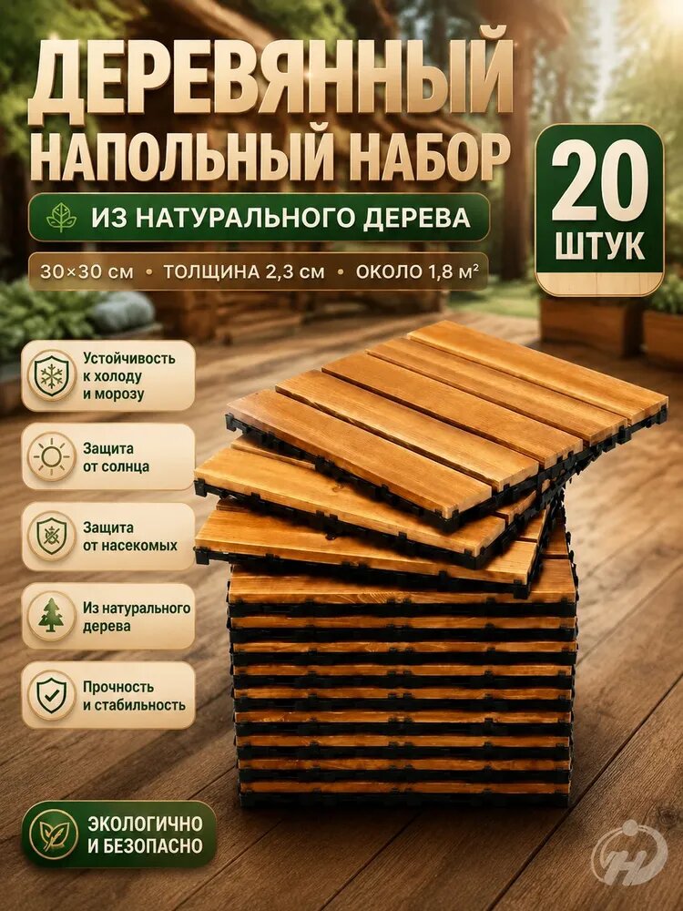 Пол для бани, Садовая дорожка для сада дачи огорода, Плитка напольная деревянная, модульное покрытие для отделки балкона, Террасная доска20 штук