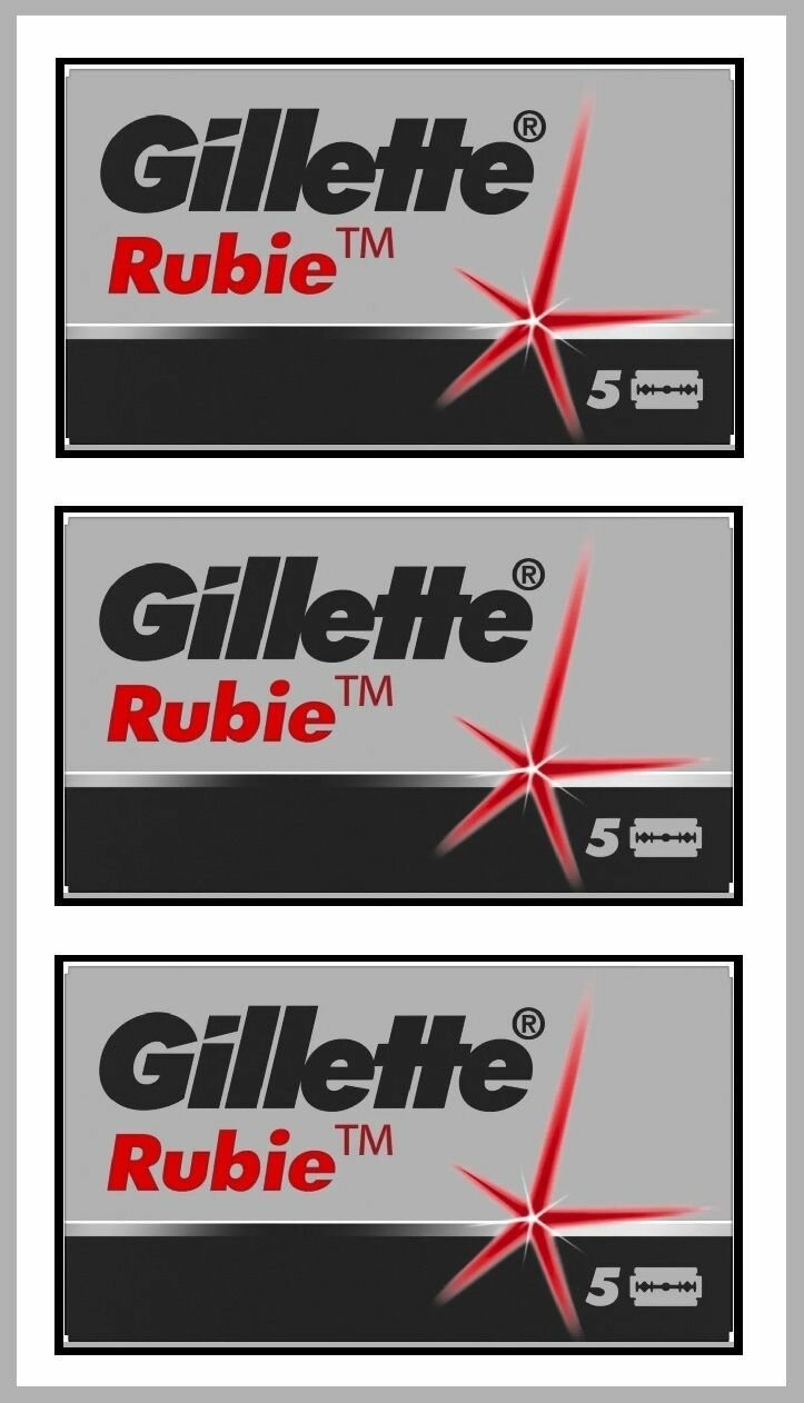 Двусторонние лезвия для Бритвы Gillette "Rubie Platinum Plus", классические, для T-образных бритв и шаветок, 3 упаковки по 5 шт для классических бритв для опасных бритв 15 лезвий