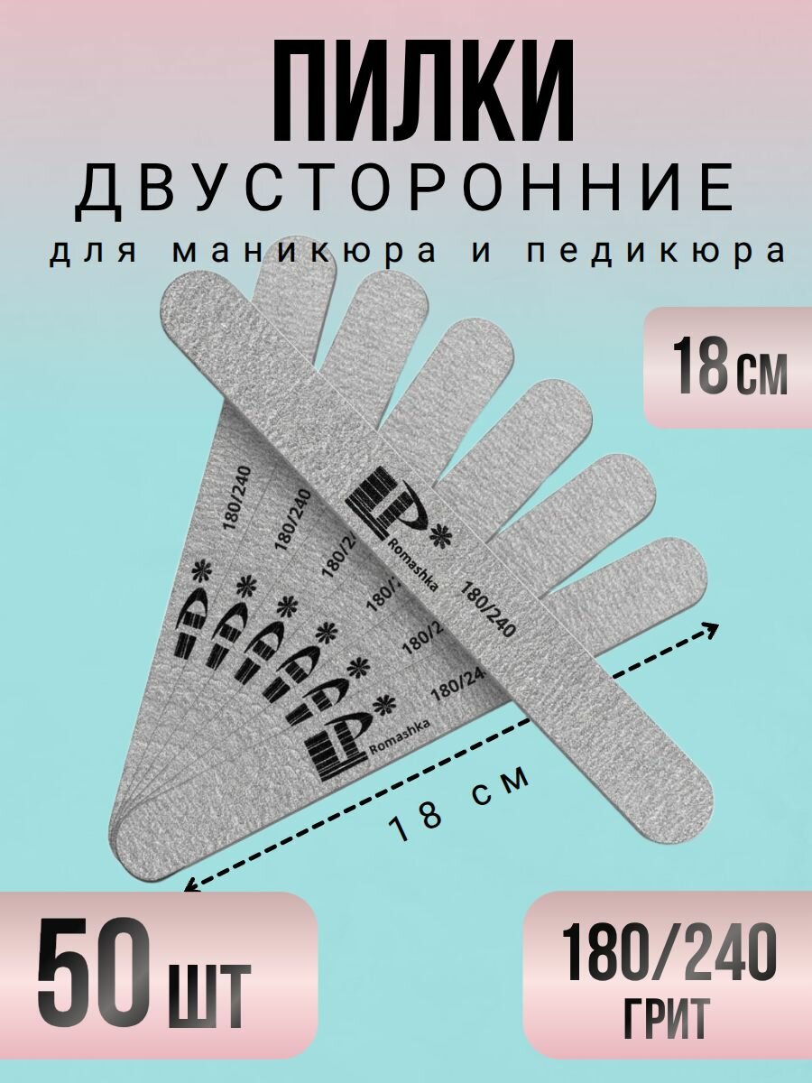 Пилки для маникюра пилочки для ногтей Lisa Profi 18см 180/240