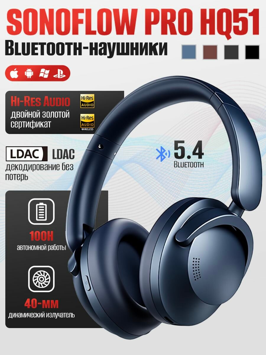1MORE Наушники 1More SonoFlow HQ51, синий