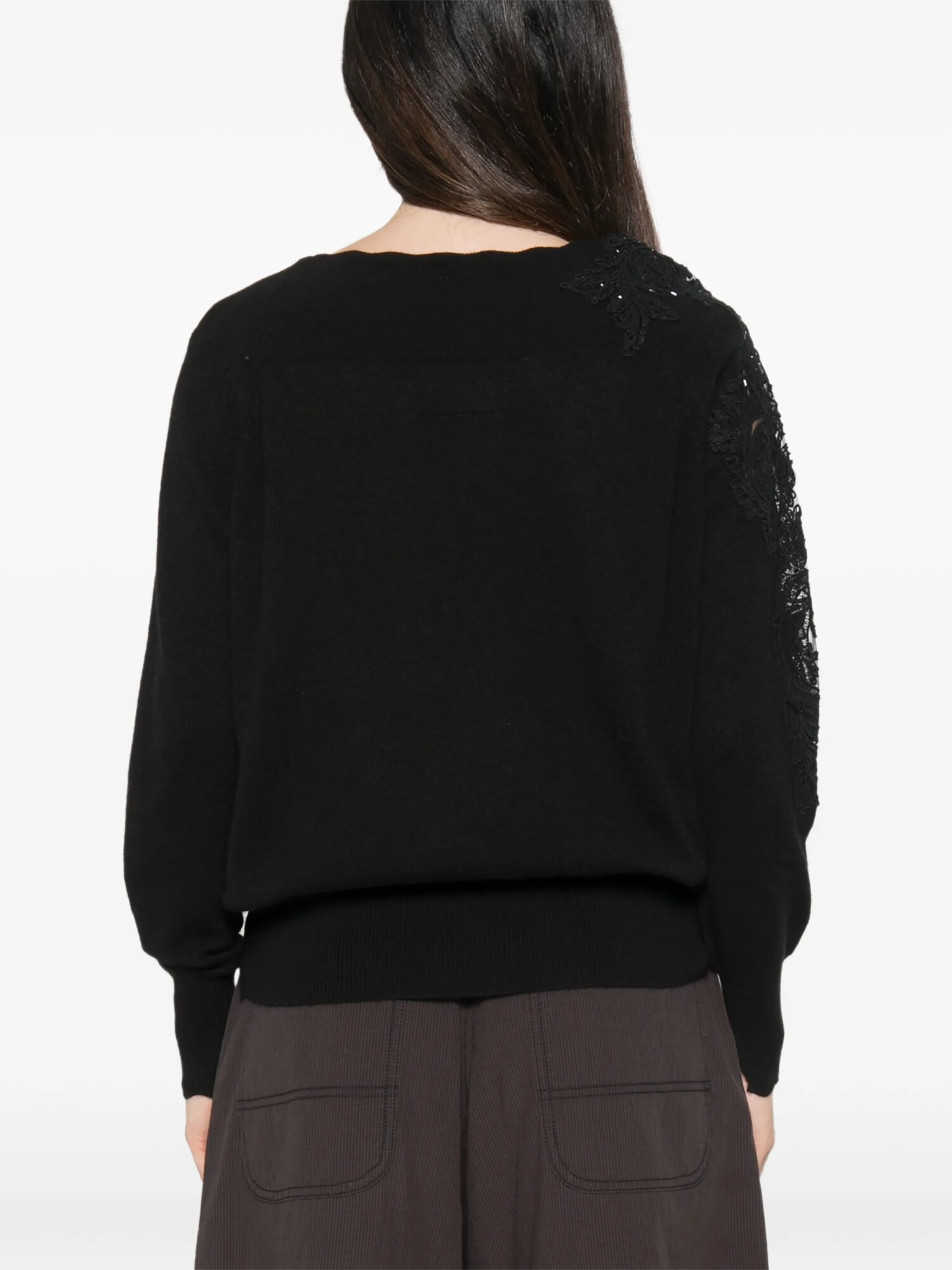 Свитер Ermanno Scervino Lace-panel sequin-embellished sweater, размер 44 — фото 1