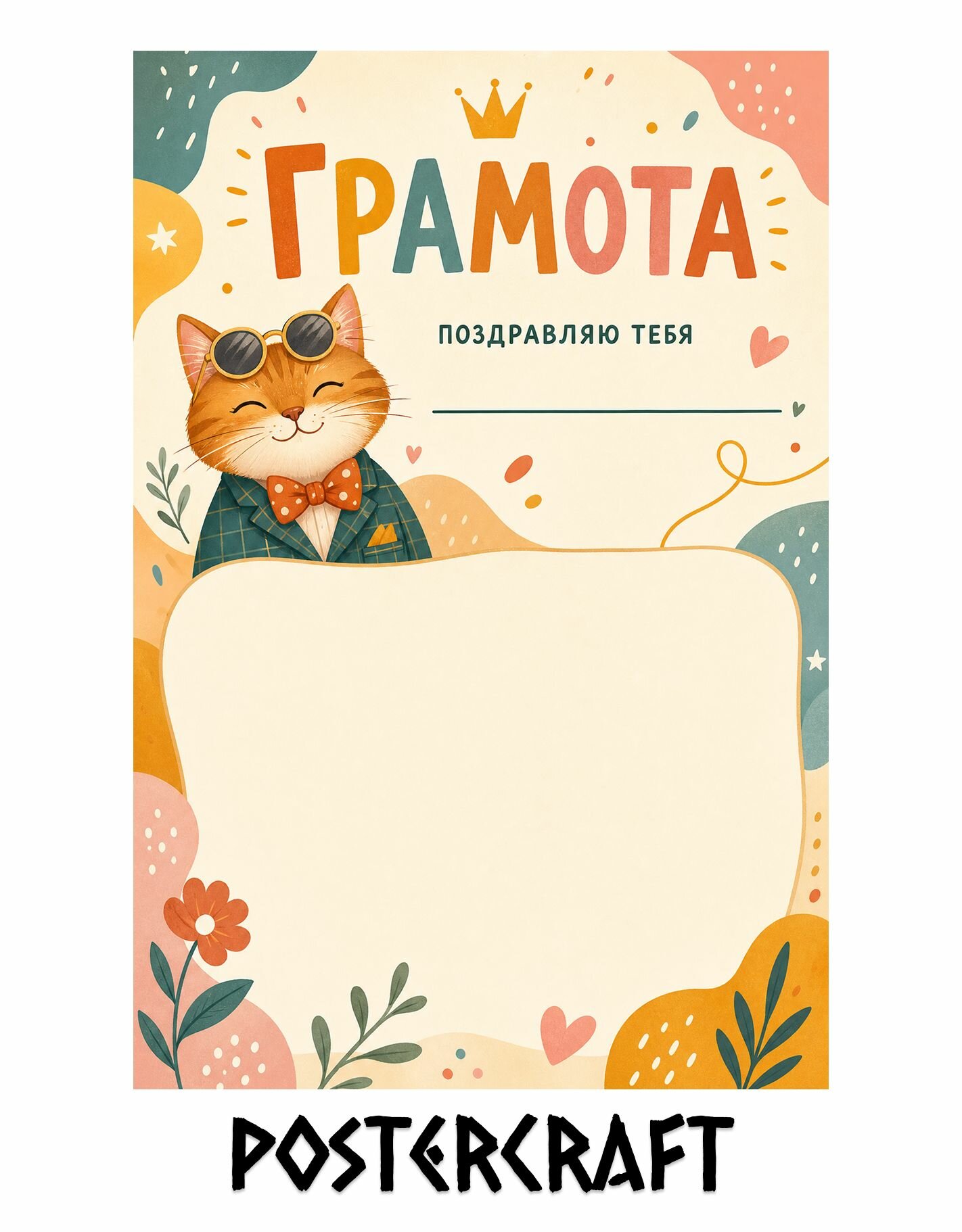 Стильная Подарочная "Грамота", А4, 21 29,7 см, (плотная типографская бумага)