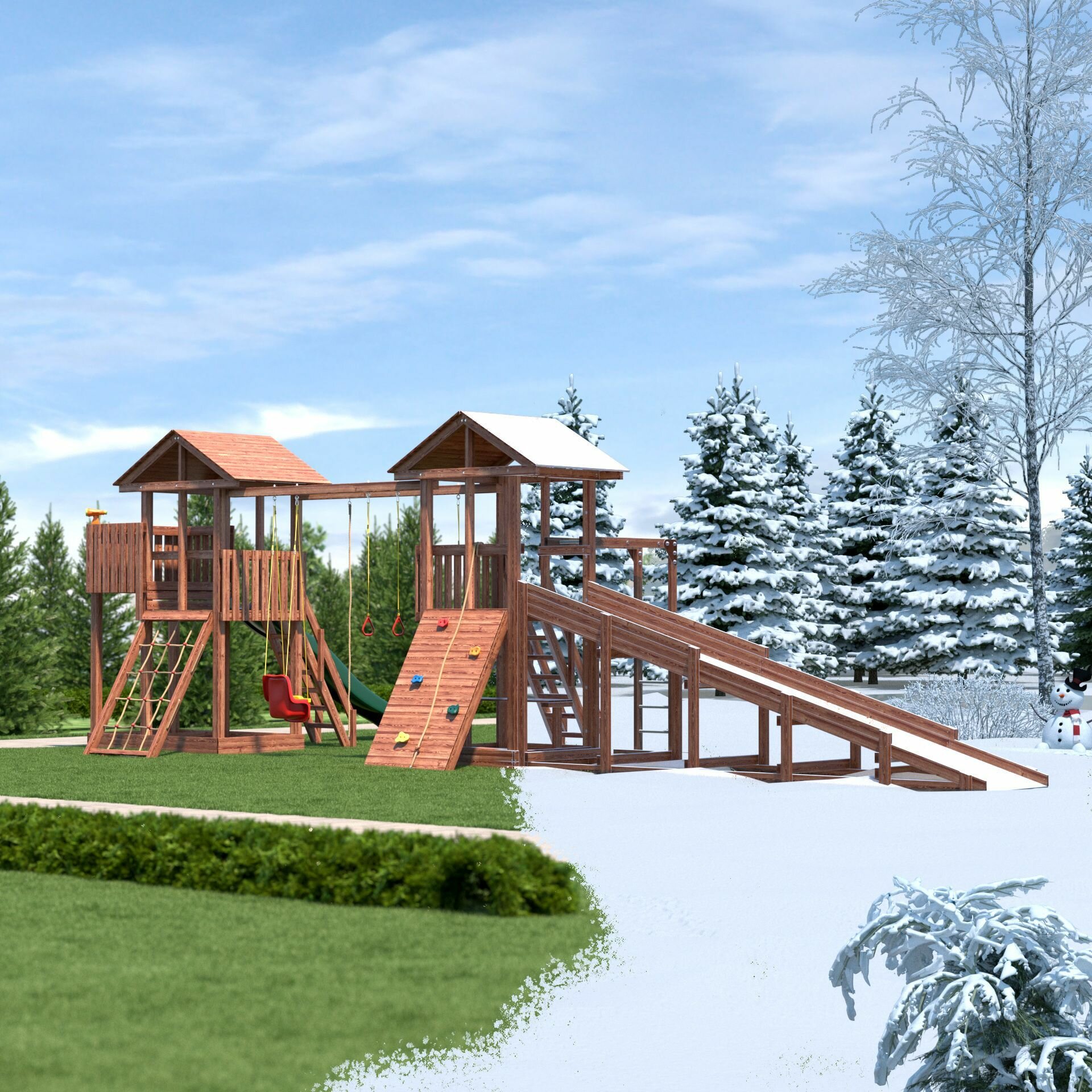 Custwood All-Season 6 Детский всесезонный деревянный спортивный комплекс