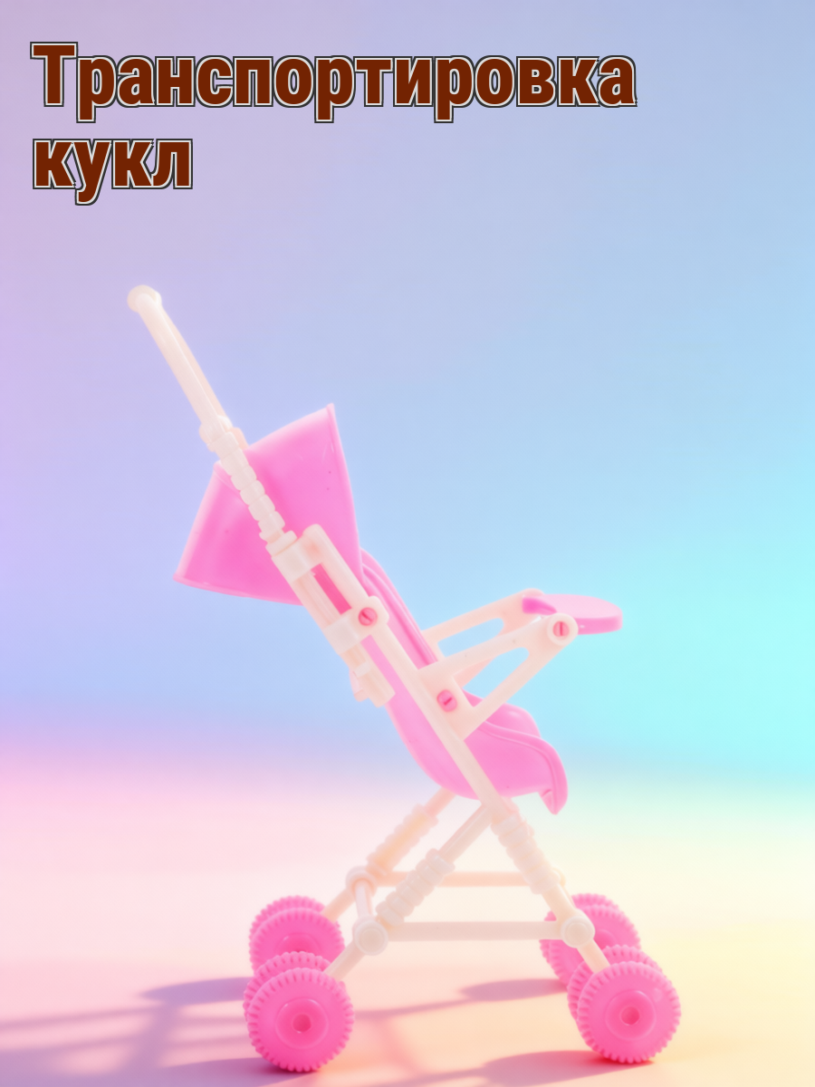Коляска Для Кукол Розового Цвета С Реалистичным Дизайном 18.00X10.00X8.00Cm