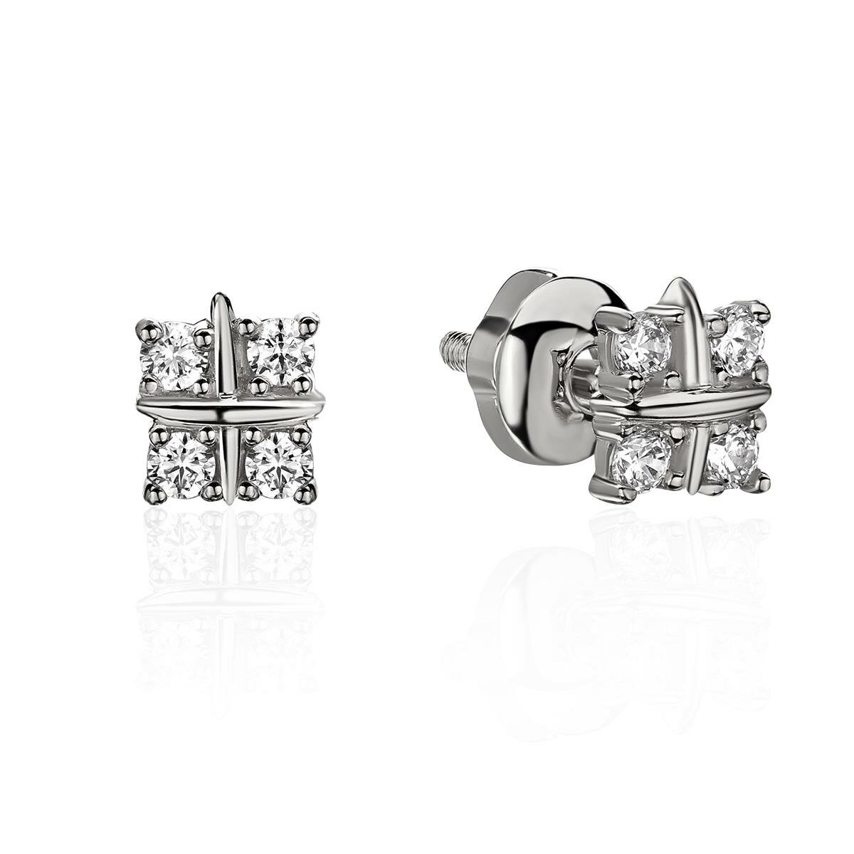 Серьги Эстет, платина, 585 проба, бриллиант