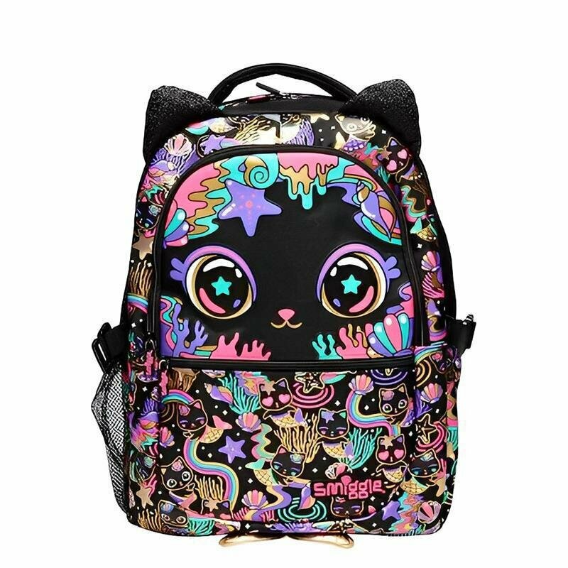 Рюкзак школьный Smiggle с принтом, черный