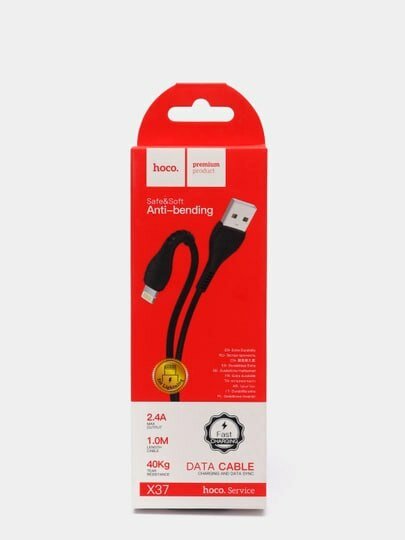 Кабель зарядный HOCO X37 Lightning для iPhone, до 2.4А, 1 м